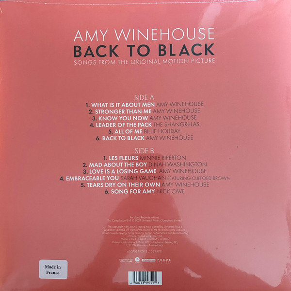 Amy Winehouse / Various – Back To Black (Songs From The Original Motion ...